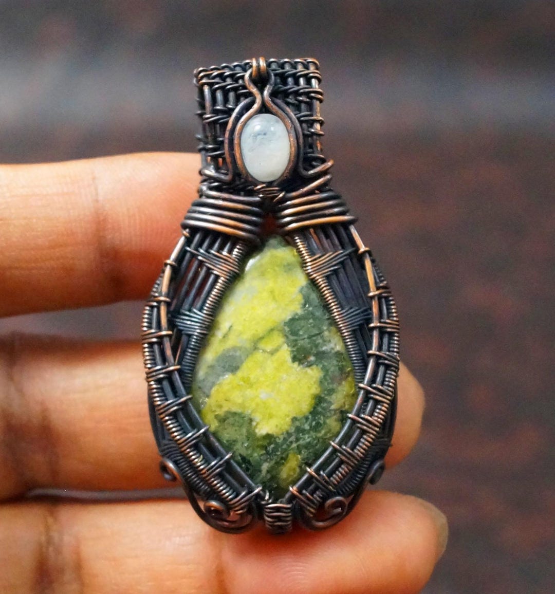 Canadian Jade Copper Pendant Wire Wrapped Handmade Copper Pendant ...