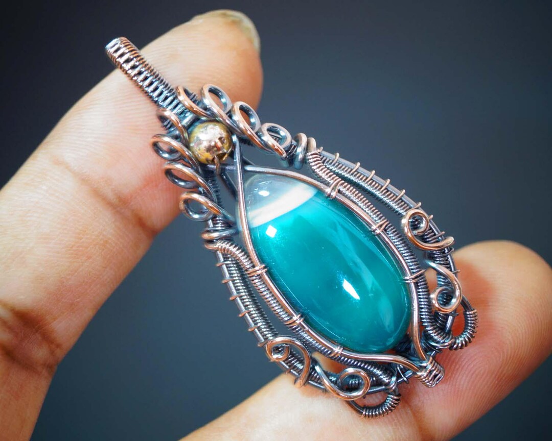 Agate Copper Wire Pendant Copper Wire Wrapped Gemstone Jewellery Copper ...