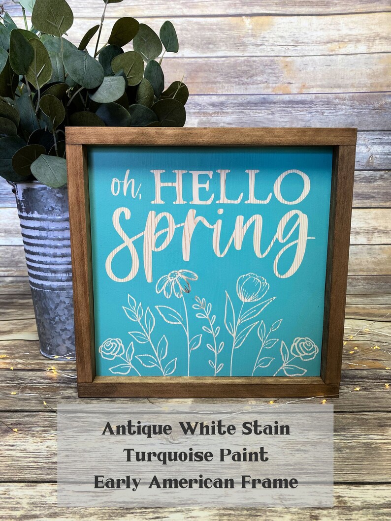 Oh Hello Spring Farmhouse Wood Sign, Botanical Spring Wood Sign ...