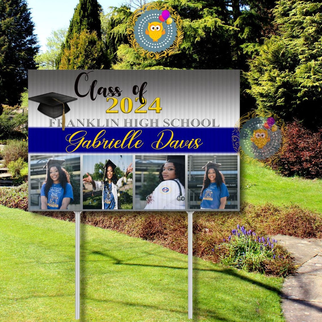 Yard Sign - Graduation - Blue Graduation Yard Sign - Custom Graduation ...