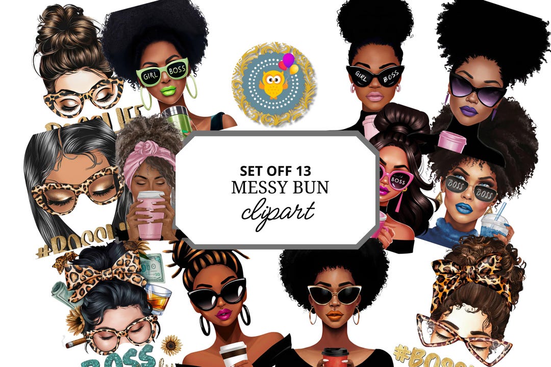 Messy Bun Boss Clipart Bundle: PNG Files (digital Download) - Etsy
