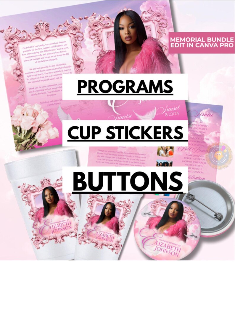 Obituary Template | Memorial Program | Memorial Buttons | Memorial Pins ...