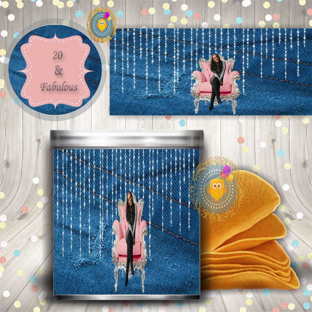 Denim and Diamond Pringles 1.3oz Snack Can Labels & Wrappers Twenty and ...