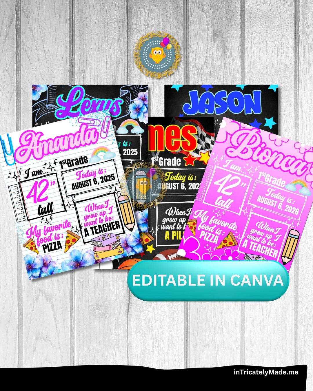 Editable Back to School Board: Canva Template, First Day Photo Prop ...