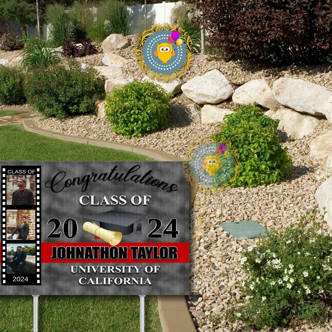 Yard Sign - Red Graduation Yard Sign - Graduation - Custom Graduation ...