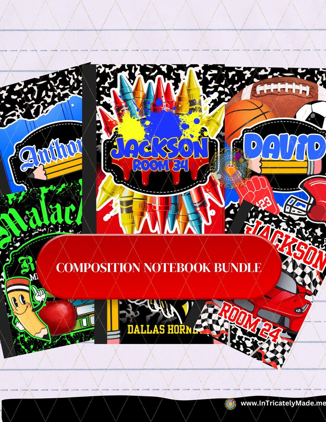 Editable Composition Book Cover Template: Personalized School Supplies ...