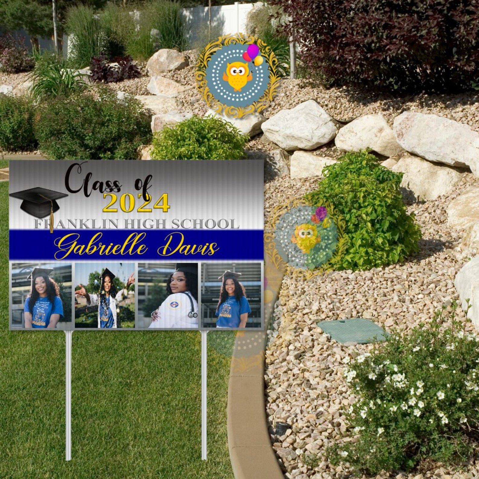 Yard Sign - Graduation - Blue Graduation Yard Sign - Custom Graduation ...