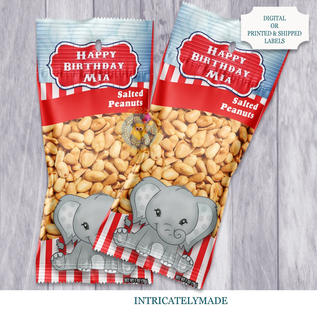 Carnival Peanuts Party Favor: Circus Theme, Personalized Label (digital ...