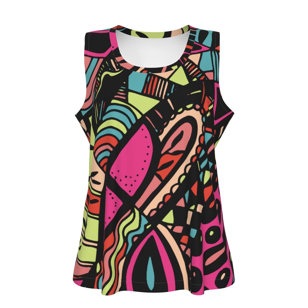 All-over Print Women's Sports Tank Top Modern Wall Art Pink Graffiti - Etsy