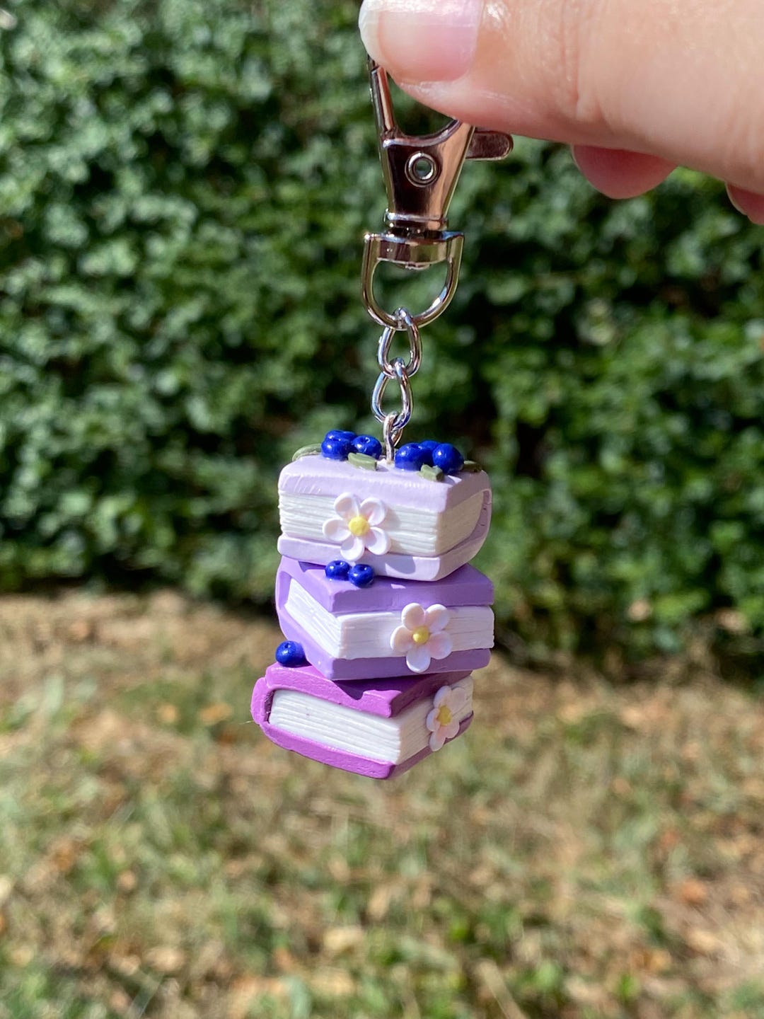 Blueberry Bookstack Polymer Clay Keychain | Gift Idea for Book Lovers ...