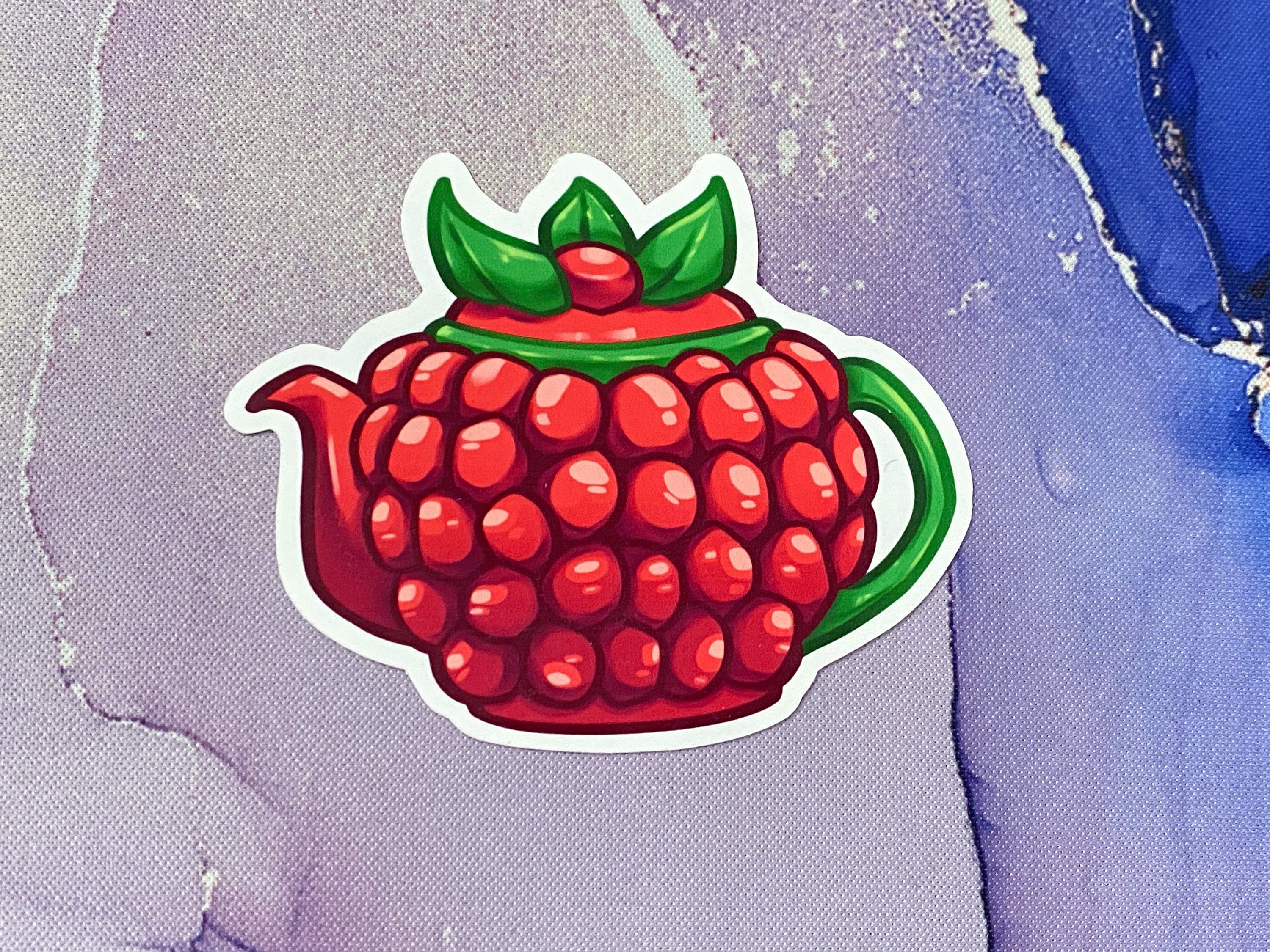 Raspberry Teapot Sticker | Kawaii Fruit Sticker | Glossy Vinyl Sticker ...