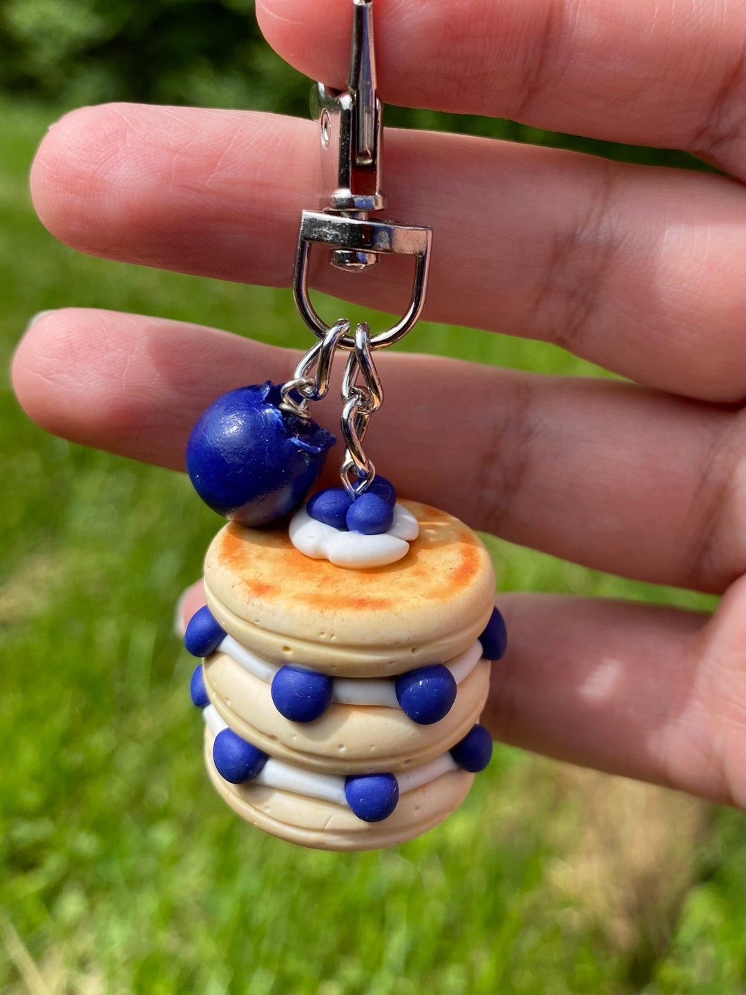 Blueberry Pancake Polymer Clay Keychain | Cute Miniature Food | Kawaii ...