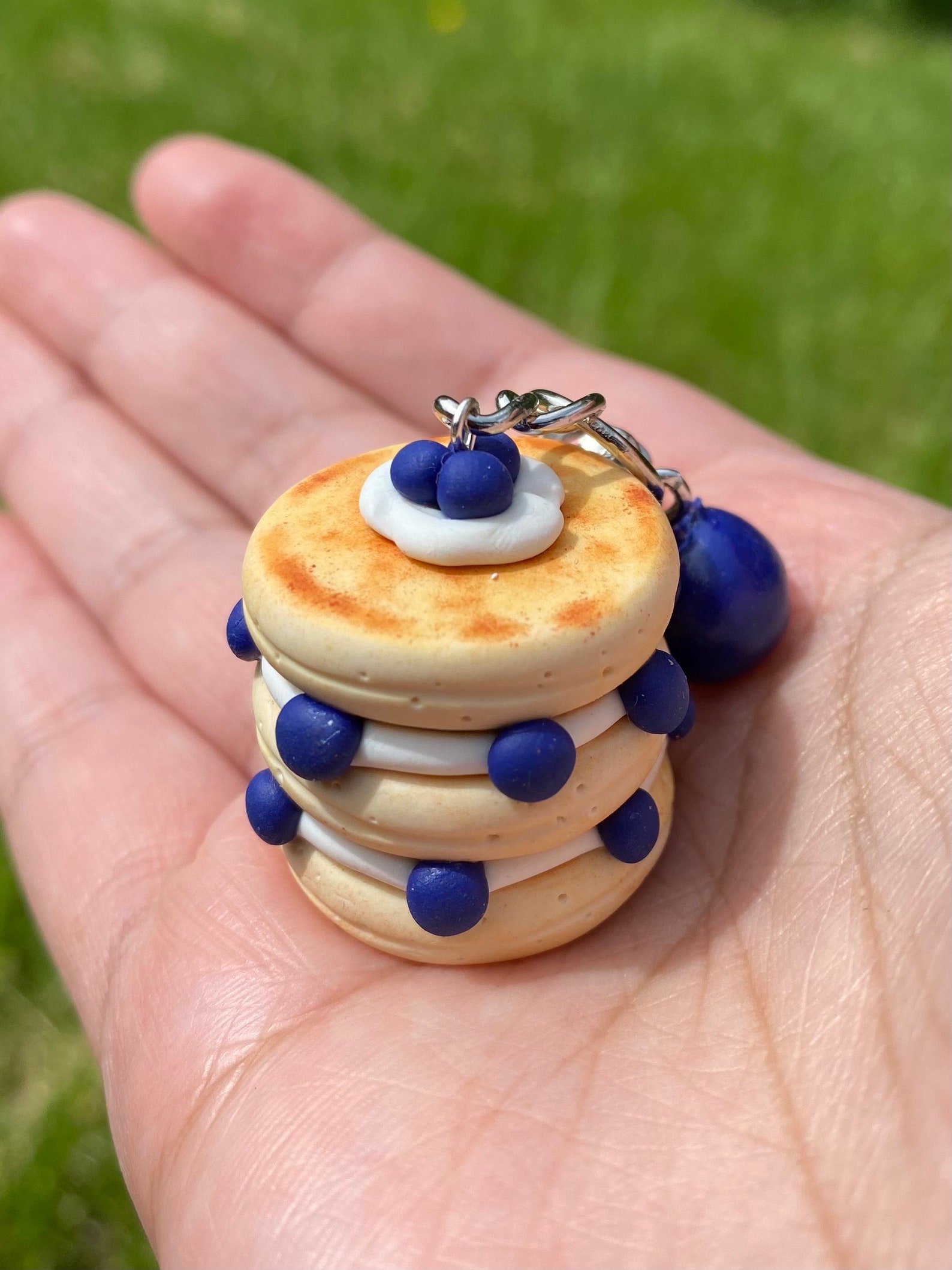 Blueberry Pancake Polymer Clay Keychain | Cute Miniature Food | Kawaii ...