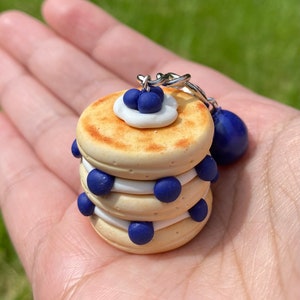Blueberry Pancake Polymer Clay Keychain | Cute Miniature Food | Kawaii ...