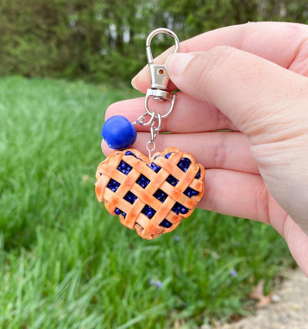 Heart Blueberry Pie Polymer Clay Keychain | Sweetheart’s Day | Handmade ...
