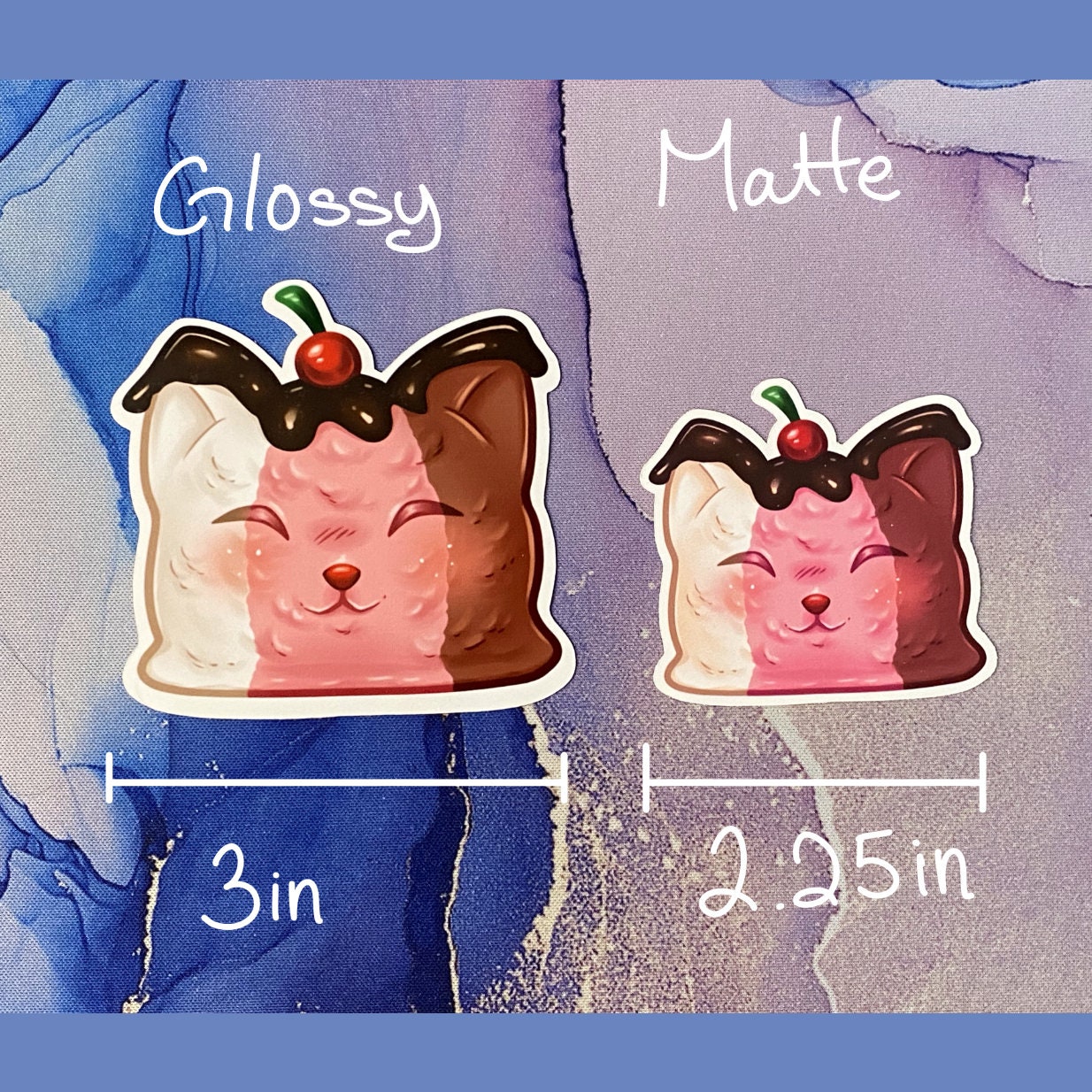 Cute Neapolitan Cat Sticker Kawaii Ice Cream Sticker Glossy and Matte ...