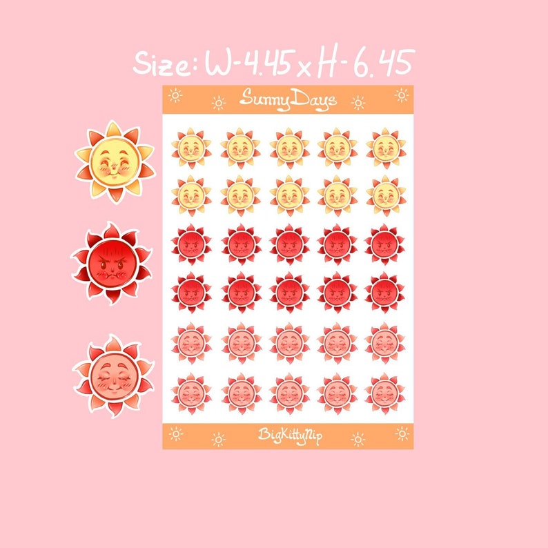 Sunny Days Planner Stickers Kawaii Sticker Sheet Cute Matte Stickers ...