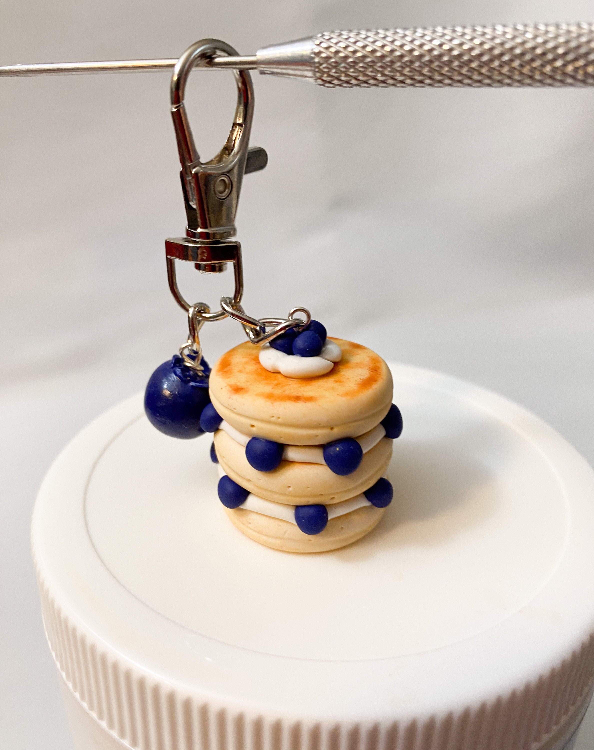 Blueberry Pancake Polymer Clay Keychain | Cute Miniature Food | Kawaii ...