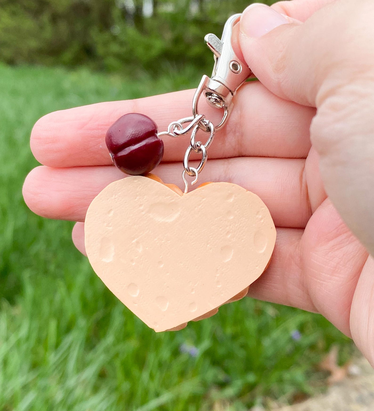 Heart Cherry Pie Polymer Clay Keychain | Sweetheart’s Day | Handmade ...