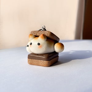 S’mores Kitty Cat Polymer Clay Keychain | Roasted Marshmallow Charm ...
