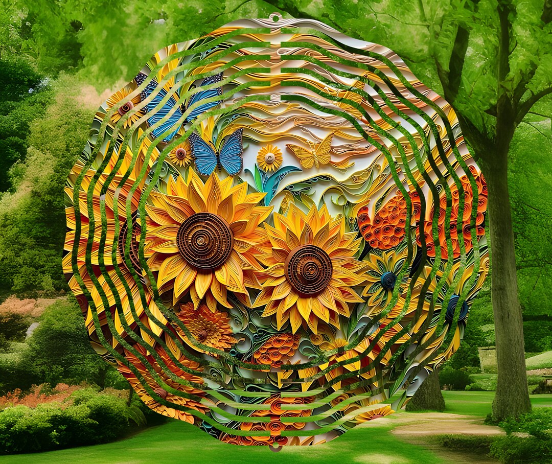 Sunflower Wind Spinner / 8 Inch / Garden Decor / Outdoor Decoration - Etsy