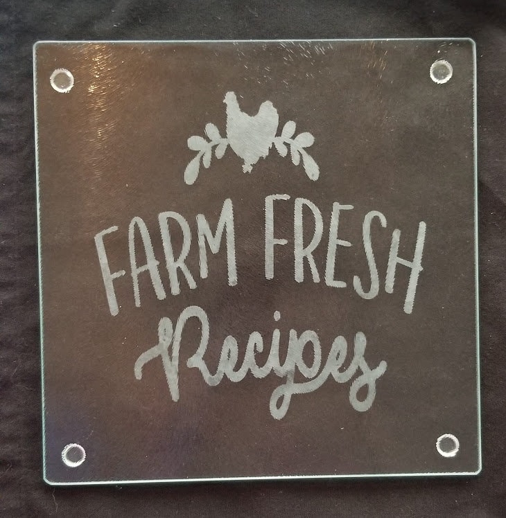 Farm Fresh Recipes Etched Glass Cutting Board/glass Trivet/small Square ...