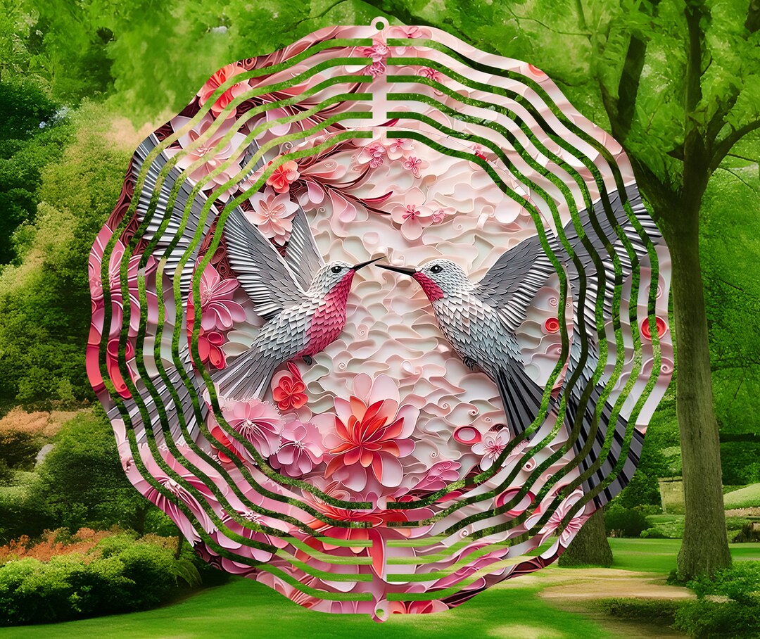 Hummingbirds 3D Wind Spinner / 8 Inch / Paper Quill / Garden Decor ...