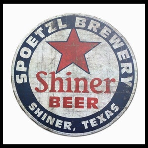 Shiner Beer Sign / Man Cave Sign / Vintage Style Sign / Round Tin Sign ...