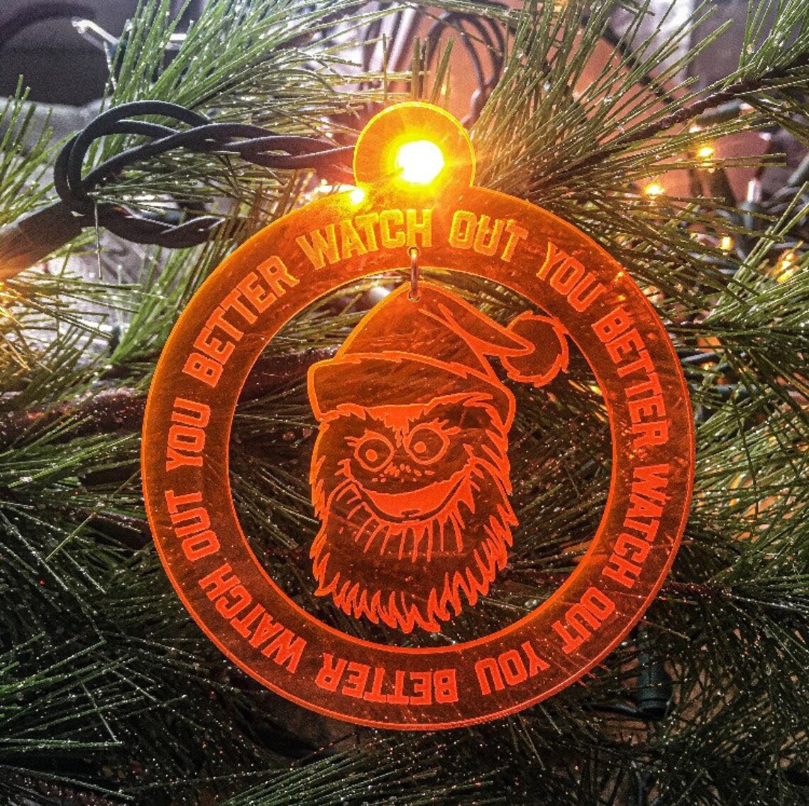 Gritty Ornament You Better Watch Out, Philadelphia Ornament, Philly ...
