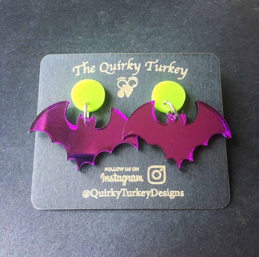 Spooky Mirror Bat Earrings - Etsy
