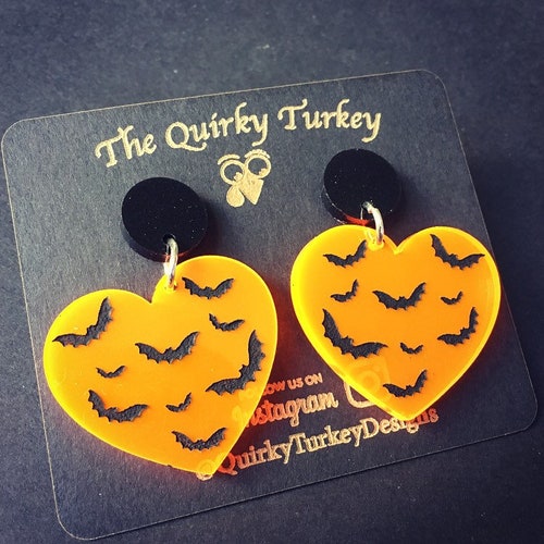 Heart Bat Earrings Pastel Goth Goth Earrings - Etsy