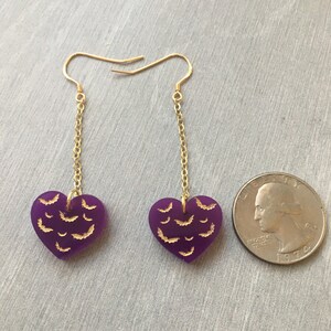 Sterling Silver Bat Heart Earrings - Etsy