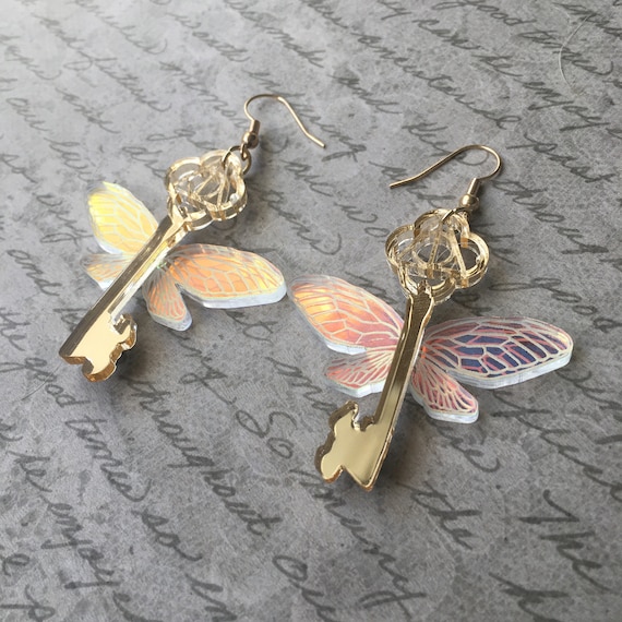 Flying Key Earrings - Etsy