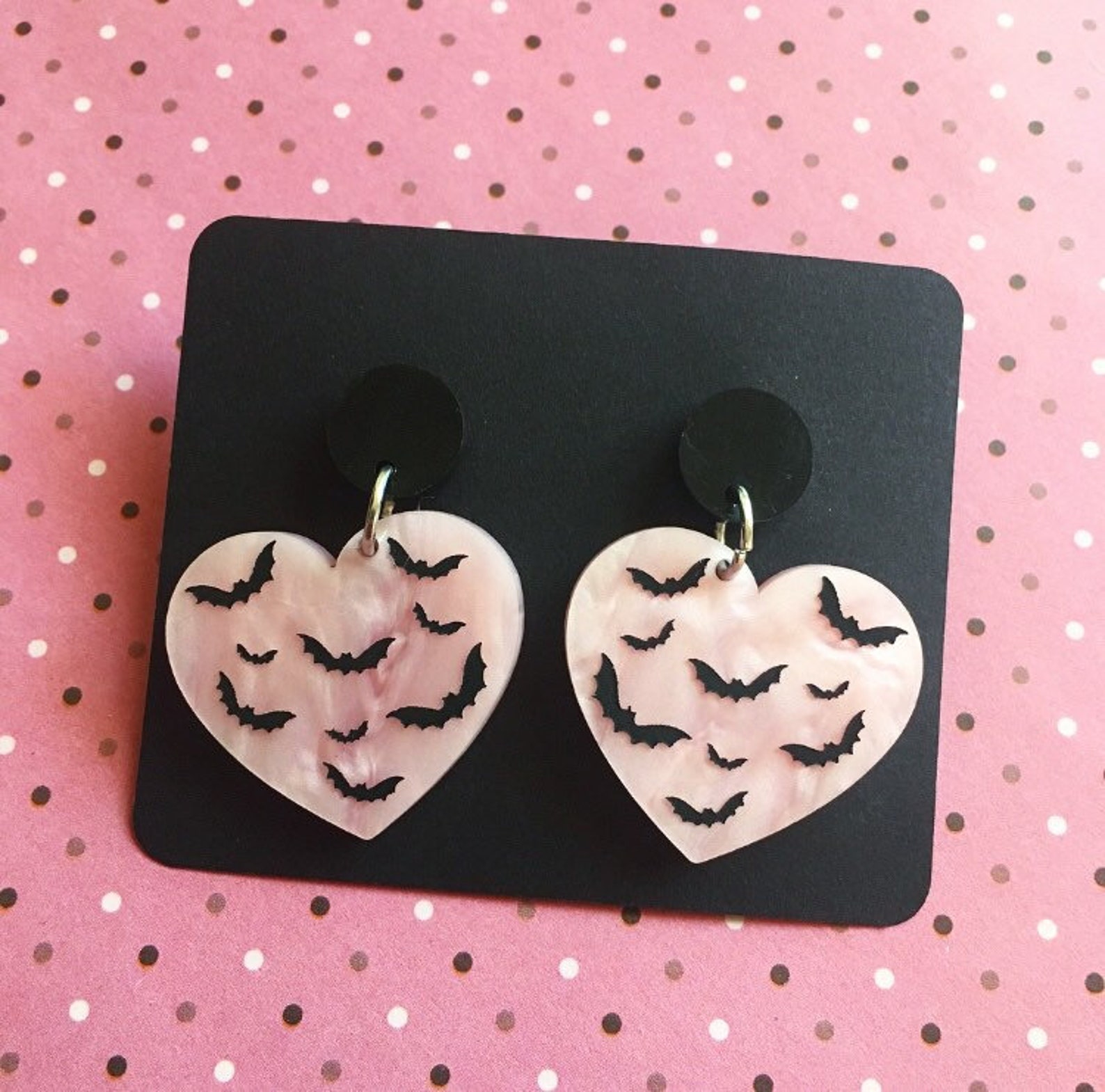 Heart Bat Earrings | Pastel Goth | Goth Earrings | Hypoallergenic | Bat ...