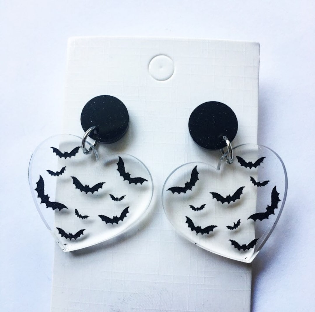 Bat Earrings | Bat Hearts | Bat Lover | Goth Earrings | Sterling Silver ...