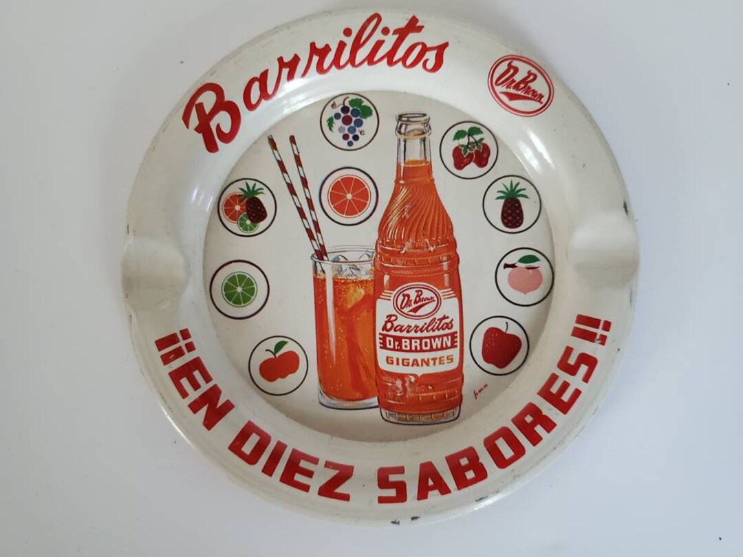 Mexico Vintage Tin Tip Tray Dr Brown Barrilitos Orange Soda 1960s 4.5 ...