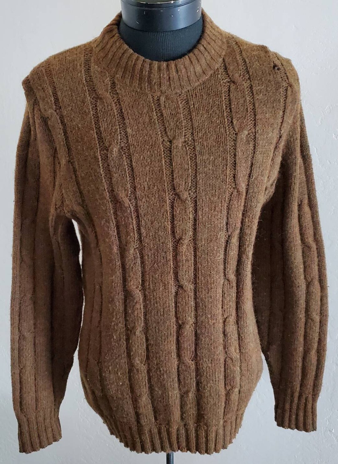Vintage Brentwood Brown Virgin Wool Rugged Knit Sweater~ Grunge~ Sz ...