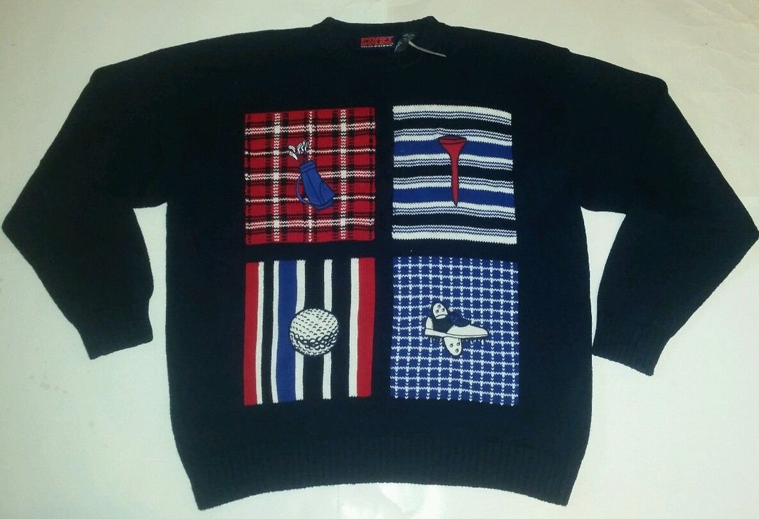 NWT Vintage Men Pivot Rules Golf Sweater Long Sleeve Black Size 2XL - Etsy