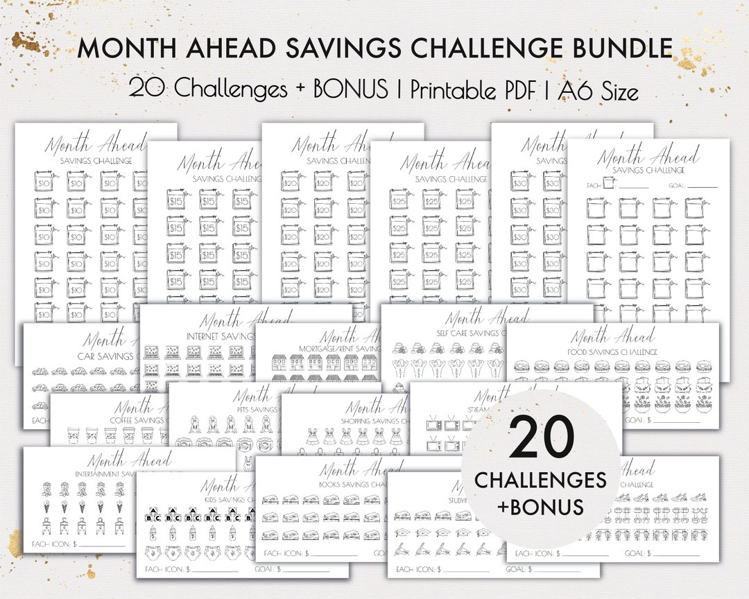 Month Ahead Savings Challenge Bundle, Envelope Challenge, Budget ...