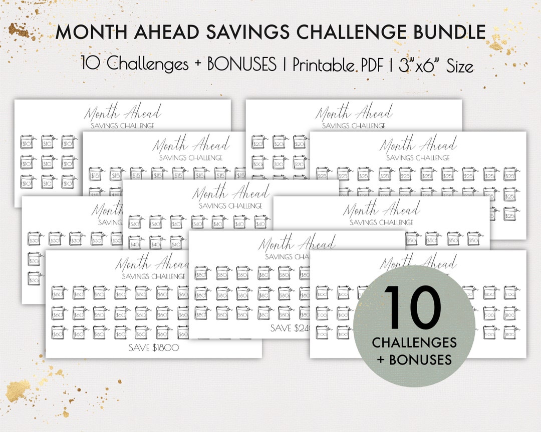 Month Ahead Savings Challenge Bundle, Envelope Challenge, Budget ...