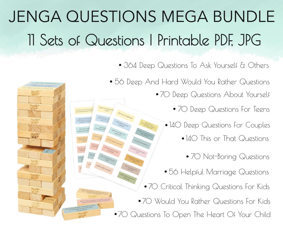 Jenga Questions Bundle, Jenga Stickers 60%OFF, Therapy Games, Therapy ...