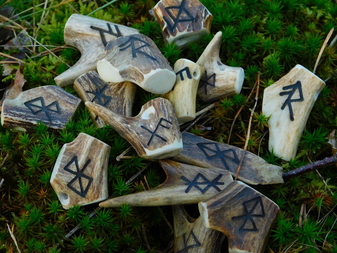 Magical Binding Rune Amulet Made of Deer Antlers Personalized and ...