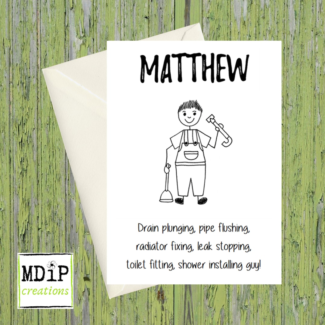 Plumber Card, Plumber Birthday Card, Card for Plumber, Personalised ...