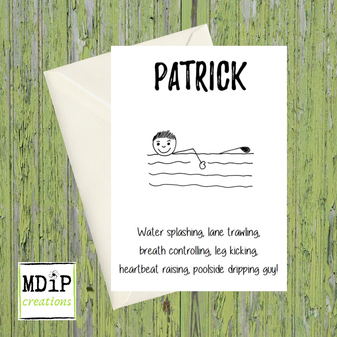 Swimming Card Personalised, Swimming Birthday Card for Him, Card for ...