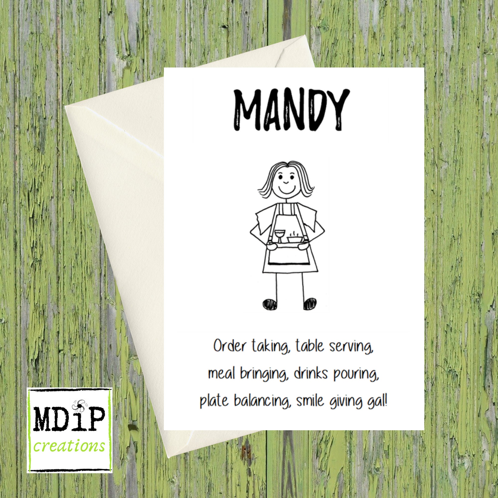 Waitress Card Waitress Birthday Card Waitress Gift - Etsy UK