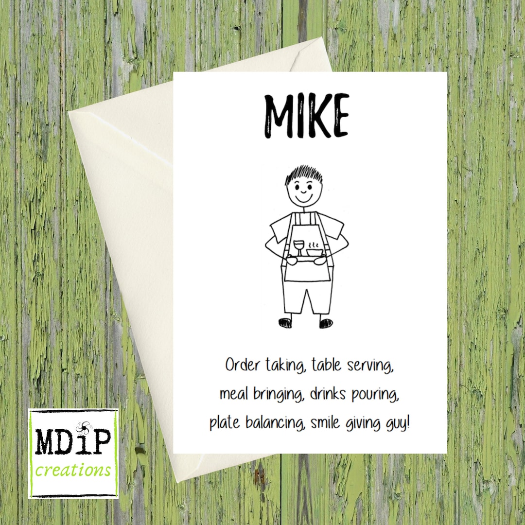 Waiter Card, Waiter Birthday Card, Personalised Birthday Card for Him ...