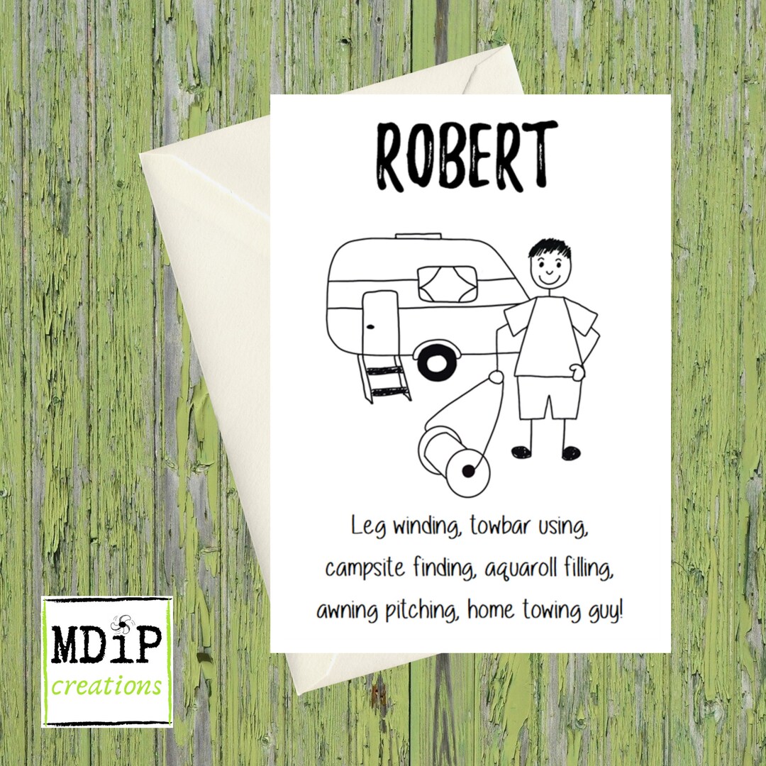 Caravan Card, Caravan Lovers Card, Personalised Caravan Card for Him ...