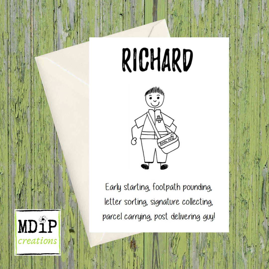 Postman Card, Postman Birthday Card, Card for Postman, Personalised ...