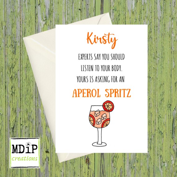 Aperol Spritz Card Personalised Aperol Spritz Birthday Card | Etsy