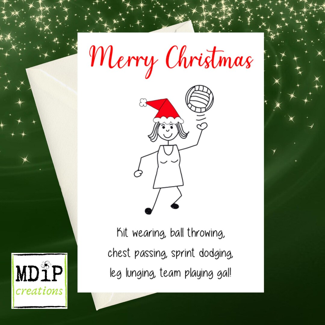 Netball Christmas Card for Her, Christmas Card for Netball Player With ...
